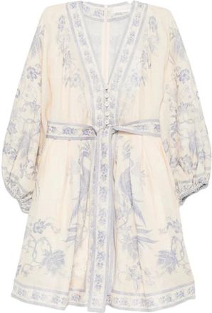 Zimmermann Femme, Robes, Beige, Taille: 38 FR Indra Plunge Mini Dress