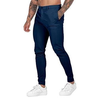 Generic Pantalon chino skinny extensible pour homme - Coupe ajust&eacute;e - Devant plat - Pantalon habill&eacute; fusel&eacute; confortable - Pantalon d&eacute;contract&eacute; - Pantalon form