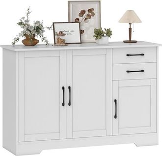 HOMCOM Buffet Salon, Meuble de Rangement avec 3 Portes, 2 tiroirs et étagère réglable, Style Moderne, Buffet Salle à Manger et Cuisine, 120 x 38 x 79 cm, Bla