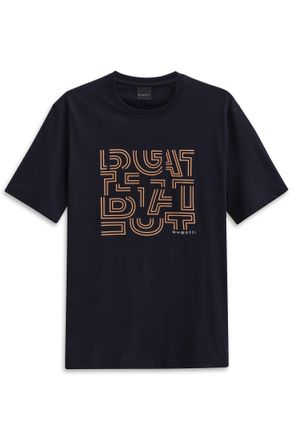 Bugatti Herren T-Shirt Kurzarm 8350-85041D Modern Fit Rundhalsausschnitt Logo-Print Baumwolle bequem Basic sportlich