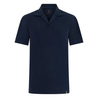 Boggi Milano Homme, Tops, Bleu, Taille: 2XL Polo en m&eacute;lange de Tencel, polyester et lin