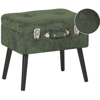 Beliani Petit Tabouret Moderne et Glamour en Velours C&ocirc;tel&eacute; Vert Fonc&eacute; avec Rangement en Forme de Valise Design Tendance et Style R&eacute;tro Beliani