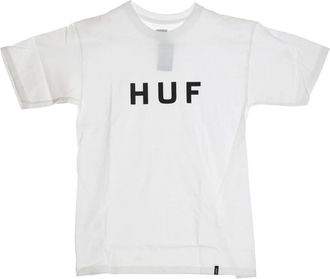 HUF Logo Herren T-Shirt Wei&szlig;/Schwarz - - Tops - Herren - Wei&szlig; - S