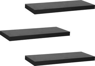 Woltu 3X Schweberegale Wandregal Wandboard B&uuml;cherregal aus MDF Holz, 3er Set Weiss/Schwarz (Schwarz, 90cm)