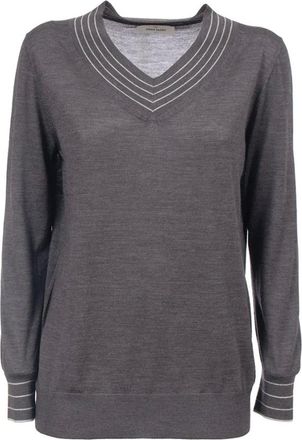 Gran Sasso Femme, Pulls, Gris, Taille: 44 FR V-neck Tricots