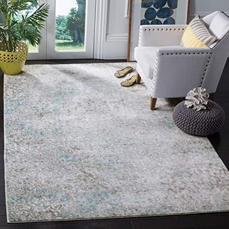 Safavieh Modern Teppich für Wohnzimmer, Esszimmer, Schlafzimmer - Mystique Collection, Kurzer Flor, Grau und Hellblau, 183 X 274 cm