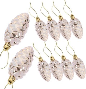 Valiclud 10stücke Teiliges Resinbeschichtete Tannenzapfen Weihnachtsdeko Champagnerfarbene Weihnachtsbaumschmuck Hängend Festliche Ornamente Für Weihnachten Ne