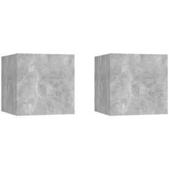 vidaXL Tables de chevet 2pcs Gris b&eacute;ton 30,5x30x30cm Bois ding&eacute;nierie Vidaxl