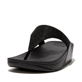 FitFlop Damen Lulu Shimmerlux Zehensteg-Sandalen, Schwarz, 43 EU