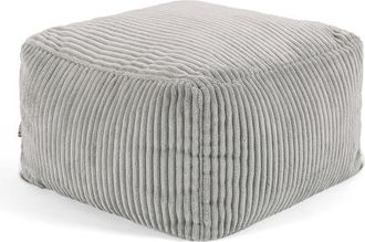 Icon Brand Amara Hocker, Grau, Flauschiger Cord Stoff, Sitzsack Cord, Sitzpuff Hocker mit Füllung, Fußhocker für das Wohnzimmer, Deko Wohnzimmer