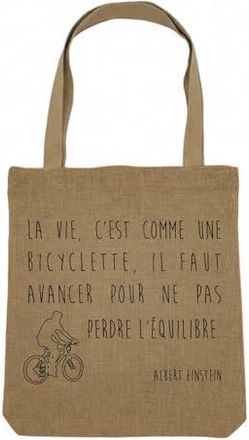Fabulous Sac Shopping Tote Bag Aspect Lin - Citations C&eacute;l&egrave;bres Albert Einstein la Vie cEst Comme une Bicyclette il Faut Avancer Pour ne Pas Perdre l&Eacute;quilibre -