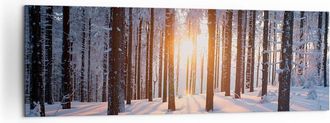 Arttor Panorama Bilder auf Leinwand 160x50cm Leinwandbild Wald Winter Schnee Gro&szlig; XXL Wanddeko Bild Schlafzimmer K&uuml;che Wandbilder Dekoration Wohnzimmer Wall 