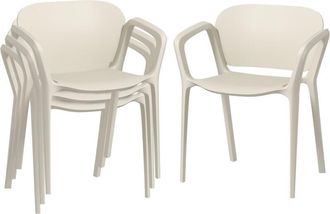 OUTSUNNY Gartenstuhl 4er Set wetterfest Gartenst&uuml;hle aus Kunststoff Stapelstuhl mit Armlehne R&uuml;ckenlehne stapelbar Terrassenstuhl bis 120 kg belastbar