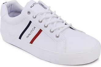 Nautica Mens Avary Casual Lace-Up Shoe,Classic Low Top Loafer, Fashion Sneaker-White-10
