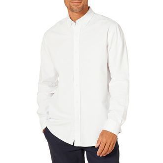 Amazon Essentials Herren Langärmliges Oxford-Hemd mit normaler Passform, Weiß, XL