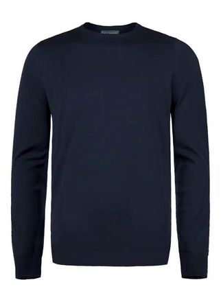 John Smedley Herren Pullover blau unifarben