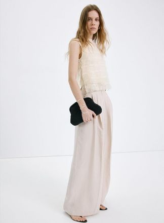 Mango Top en tissu assorti fronc&eacute; &eacute;cru - Femme - S - MANGO