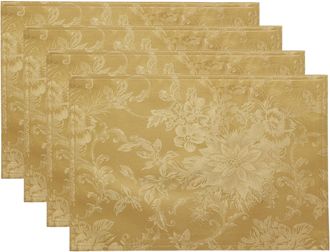 Elrene Home Fashions Poinsettia Elegance Jacquard-Tischset, rechteckig, 33 x 48,3 cm, goldfarben, 4 St&uuml;ck
