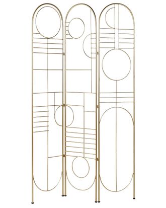 Beliani Deko Raumteiler 3-teilig 100x170 cm aus Metall Gold faltbar freistehend Turania