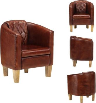 vidaXL Clubsessel Braun Echtleder - Ledersessel - Lounge Sessel - Clubsessel - Wohnzimmersessel - Esszimmerstuhl