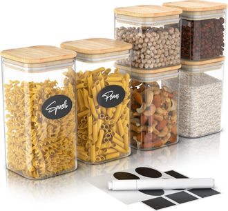 Arendo Vorratsgl&auml;ser mit Deckel Luftdicht 6er Set, Vorratsdosen Glas mit Deckel Pasta, Vorratsdosen glas mit Deckel luftdicht Glas, hitzebest&auml;ndig, vorratsgl