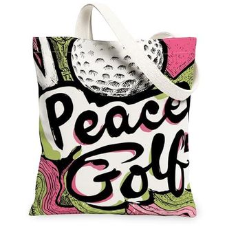 Generic Sacs fourre-tout en toile de golf, motif artistique sportif, sacs dépicerie réutilisables, amusants dété, légers et lavables en toile pour T, multicol