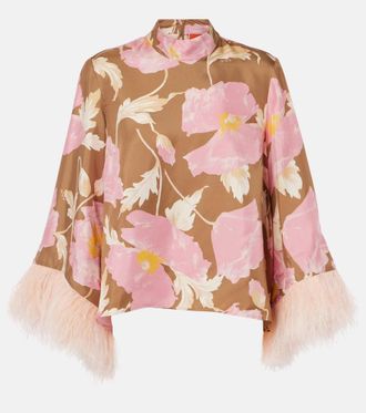 La DoubleJ Top Make An Exit en soie à plumes