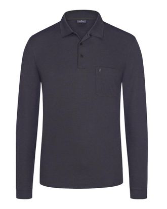 Ragman Langarm Poloshirt mit Brusttasche und Logo-Stickerei in
