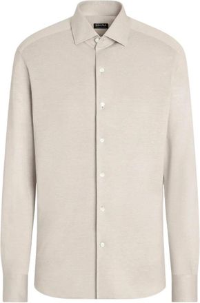 Ermenegildo Zegna Homme, Chemises, Beige, Taille: S Chemise M&eacute;lange Soie et Lin