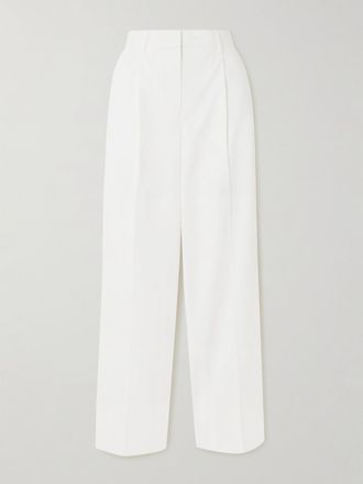 Toteme Pantalon Large En Coton À Plis - Blanc