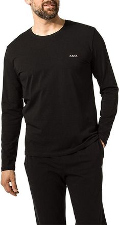 HUGO BOSS Herren Longsleeve schwarz Baumwolle & Mix unifarben