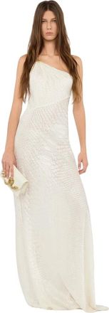 Roberto Cavalli Femme, Robes, Blanc, Taille: 36 FR Robe Une &Eacute;paule &agrave; Imprim&eacute; Serpentin