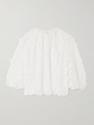 Zimmermann Patience Bluse Aus Baumwolle Mit Lockstickerei - Elfenbein