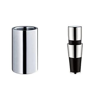 WMF Clever&More Sekt-Weinkühler Edelstahl 19,5 cm, Flaschenkühler doppelwandig matt & Vino 2in1 Weinausgießer mit Flaschenverschluss, 2,4 cm, Ausgießer, C