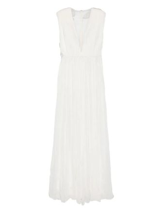 Tarik Ediz robe longue Chris à ornements en dentelle - Blanc