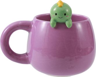 i-Total Keramiktasse mit Tiermotiv aus Keramik am Rand, Tasse f&uuml;r Tee oder Kaffee (HELLO DINO)