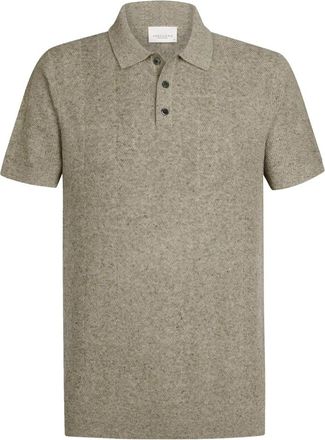 Profuomo Strick-Poloshirt mit Fischgr&auml;tmuster und Leinenanteil in