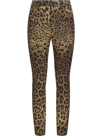 Dolce & Gabbana Skinny-Jeans mit Leoparden-Print - Nude