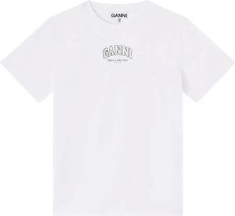 Ganni Femme, Tops, Blanc, Taille: 38 FR T-shirt Basique Essentiel