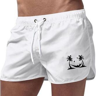 Generic Short de bain hawa&iuml;en &agrave; s&eacute;chage rapide pour homme avec poches, blanc, XXL