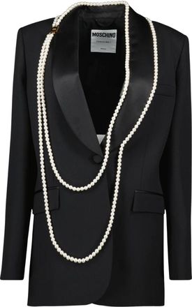 Moschino Femme, Vestes, Noir, Taille: 38 FR Blazer Perles pour Femmes