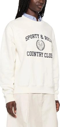 Sporty & Rich Femme, Sweatshirts et sweats &agrave; capuche, Beige, Taille: 40 FR Logo Crewneck SweaT-shirt