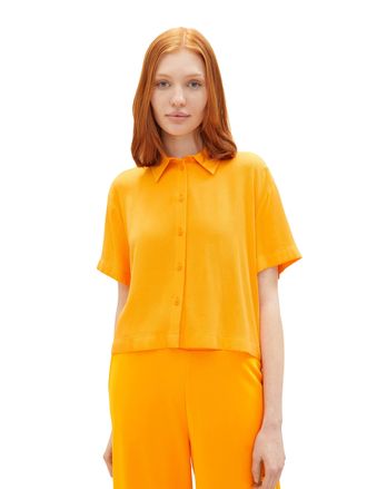Tom Tailor Damen 1036587 Oversized Basic Hemdbluse, 31684-Bright Mango Orange, M