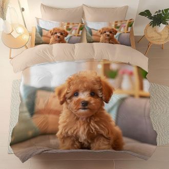 Generic Bettw&auml;sche Set Mehrfarbig Modern Fotografie Niedlich Tiere Welpe Weich Bettbezug, 3teilig - 1 Bettw&auml;sche 220 x 240 cm und 2 Kissenbezug f&uuml;r Jugendlich