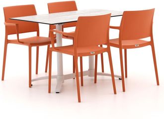 Forza Furniture Forza Sile/Canzo 120 cm Gartenmöbel-Set 5-teilig stapelbar klappbar