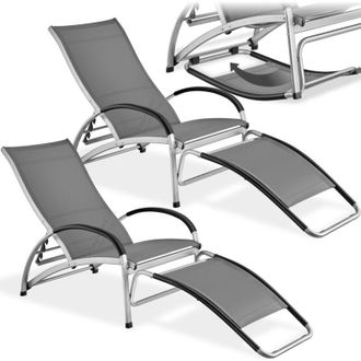 TecTake 2 Chaises longues bascule 4 positions anthracite