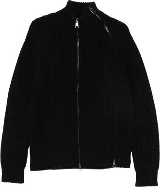 ATOMOFACTORY Ribbed-knit Asymmetric-zip Cardigan