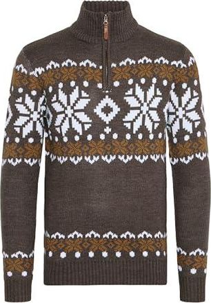 Solid SDNorwin Homme Pull en Maille Troyer Grosses Mailles avec col Montant Regular Fit, Taille:XL, Couleur:Coffee Bean Melange (8973)