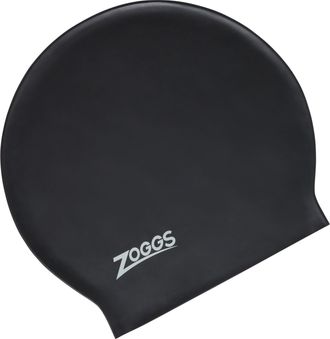 Zoggs Unisex-Adult Long Hair Latex Swimming Cap, Black, One Size