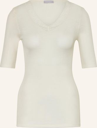 Hanro T-Shirt Woolen Lace Aus Merinowolle Mit Seide weiss